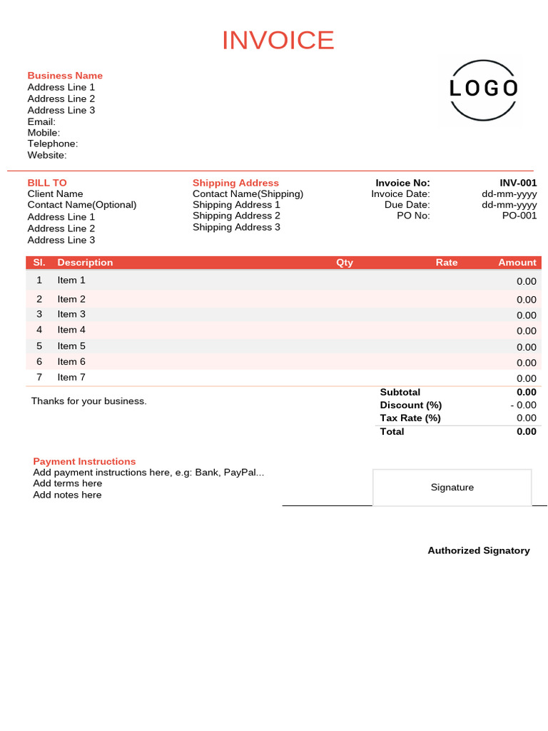 Free Grocery Invoice Template UK | PDF