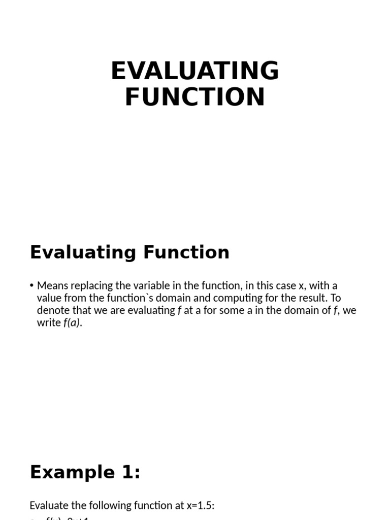 Evaluating Function | PDF