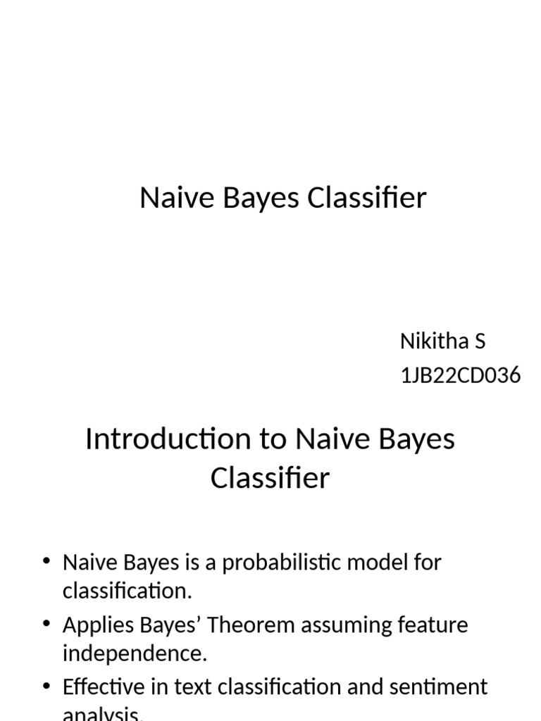 Naive Bayes Classifier Presentation | PDF