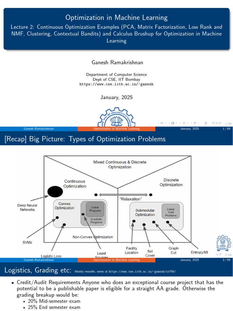 Continuous Optimization in ML Techniques | PDF | Machine Learning ...
