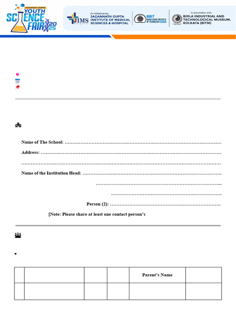 Science Exhibition Participation Form | PDF