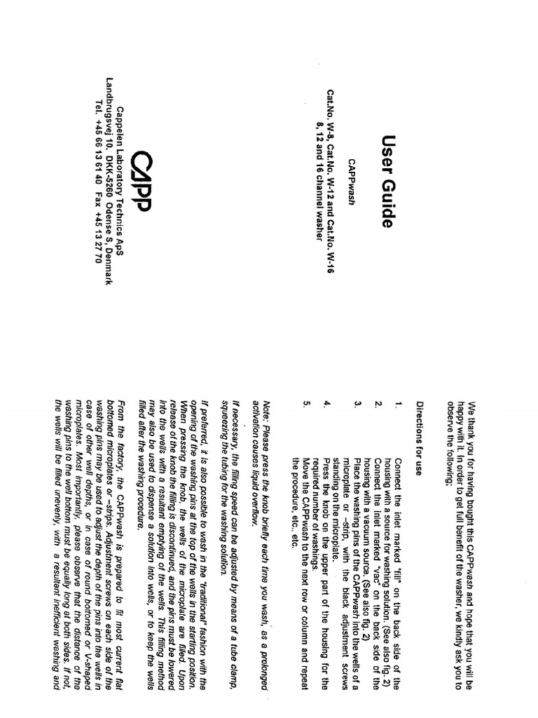 Capp Wash Microplate Washers CappWash Manual | PDF
