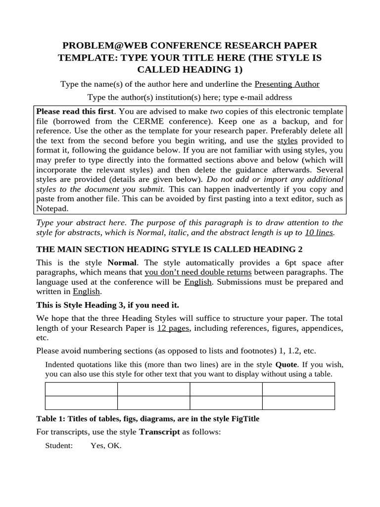 Research Paper Format Template | PDF | Note (Typography) | Writing
