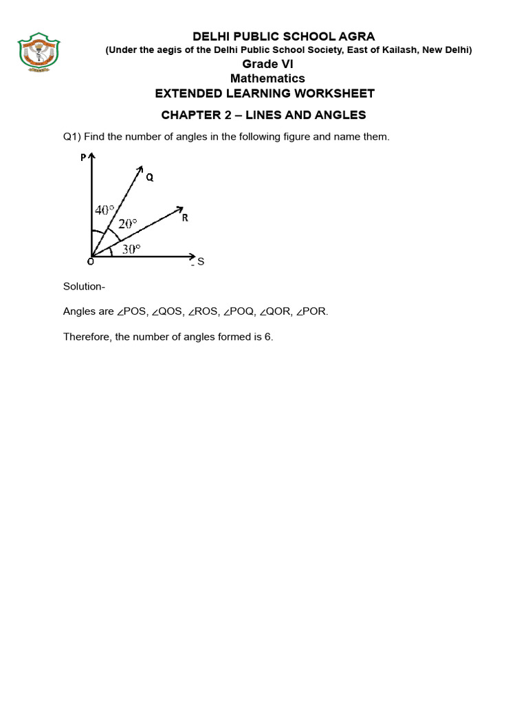 Grade 6 Lines and Angles Extended Learning Ws | PDF