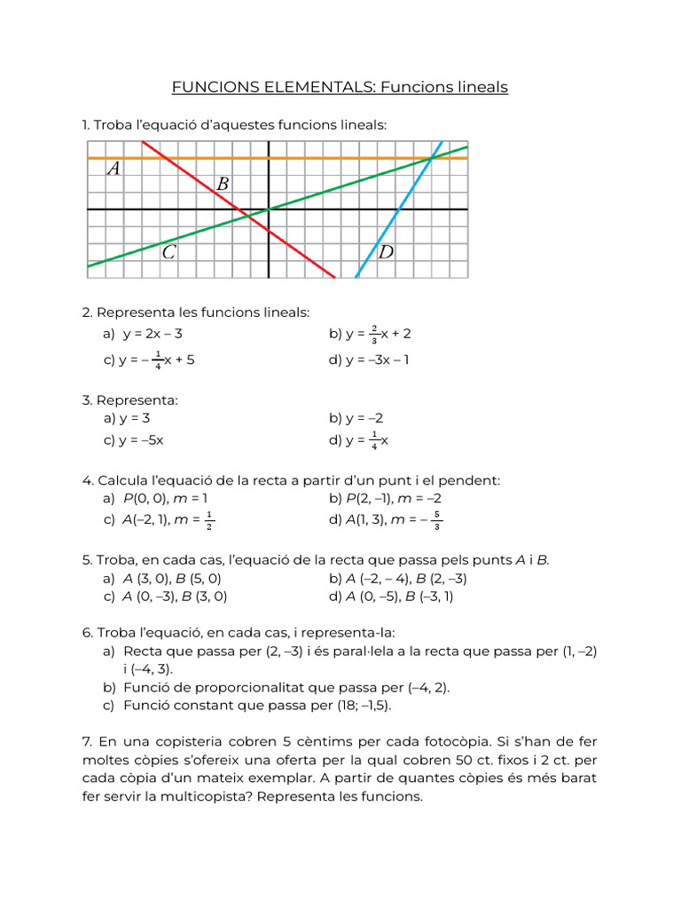Funcions Lineals | PDF
