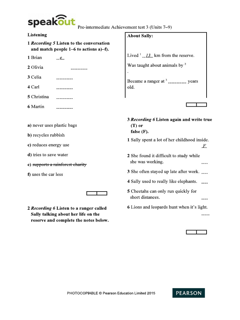 Achievement Test Units 7-9 | PDF