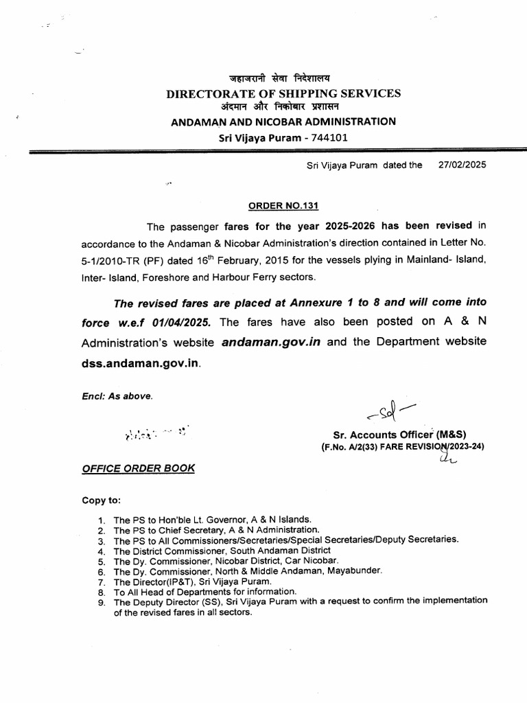 DSS Passenger Fares 2025-26 | PDF