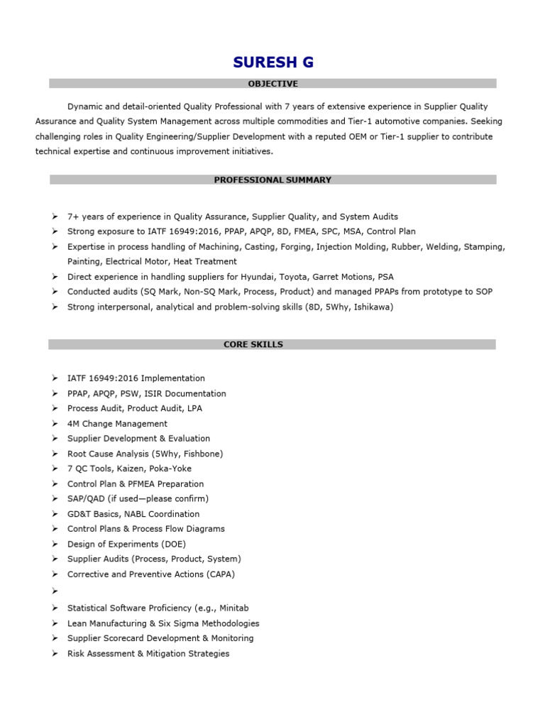 Suresh Resume Updated - 17.06.2025 | PDF | Audit | Quality Assurance