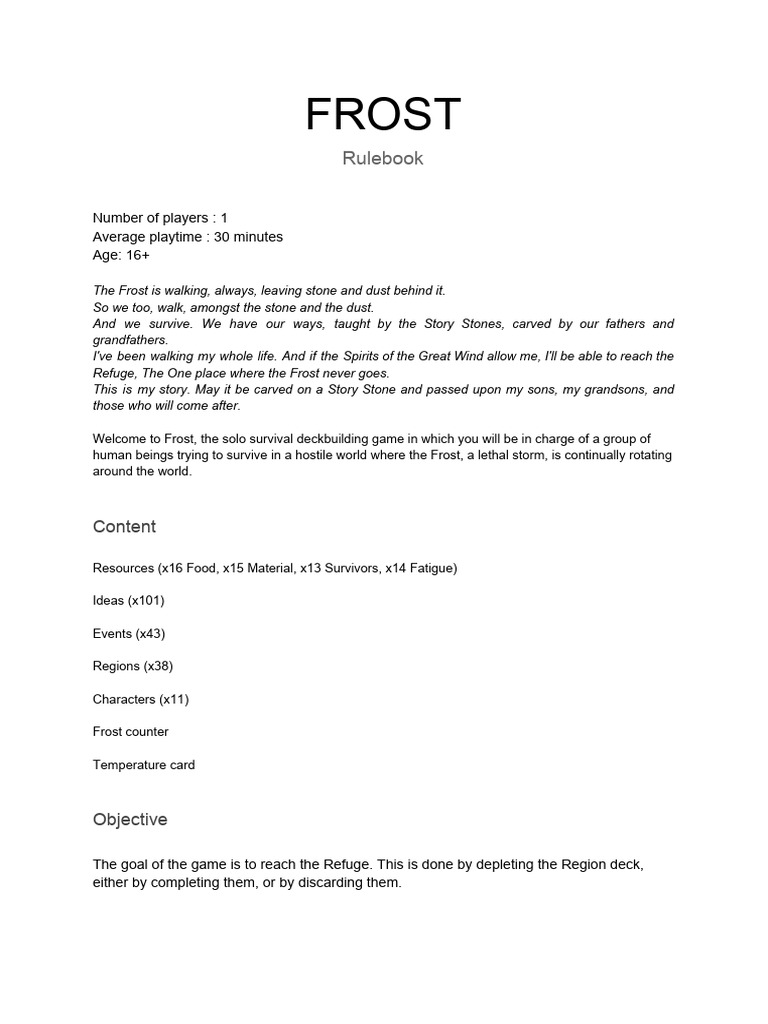 Frost Card Game (Full by Krakeder v2025!7!27b, Con Dorsos) | PDF ...