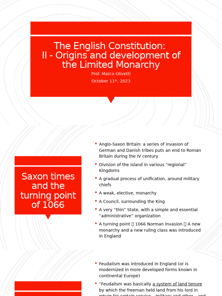 History of Political Institutions 3 The English Constitution II Limited ...