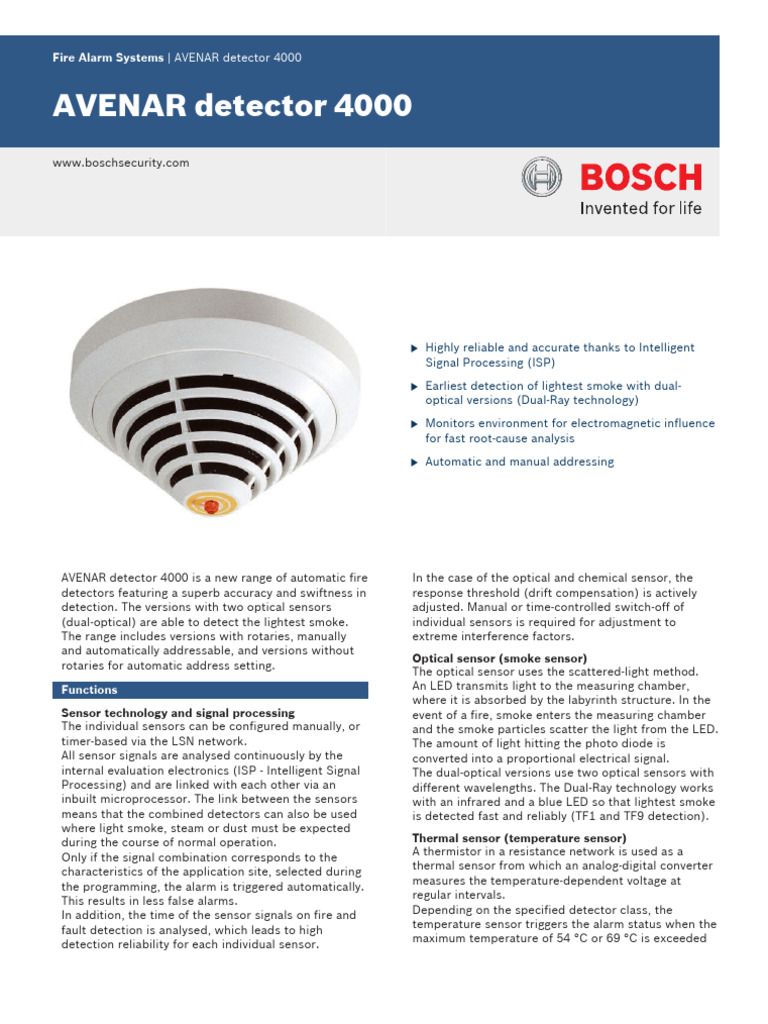 AVENAR Detector 4000 Data Sheet EnUS 123435909387 | PDF | Sensor | Light