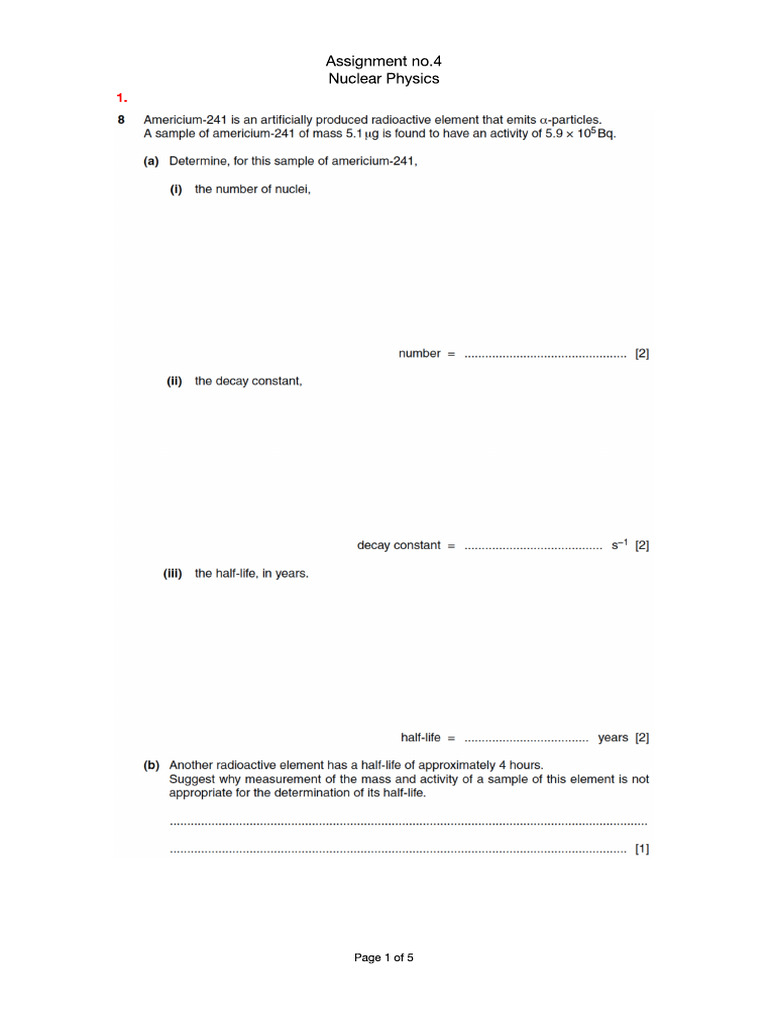 Assignment No.4-Nuclear Physics | PDF