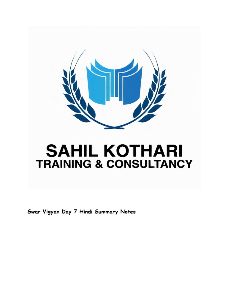 Swar Vigyan Day 7 Hindi Summary Notes | PDF