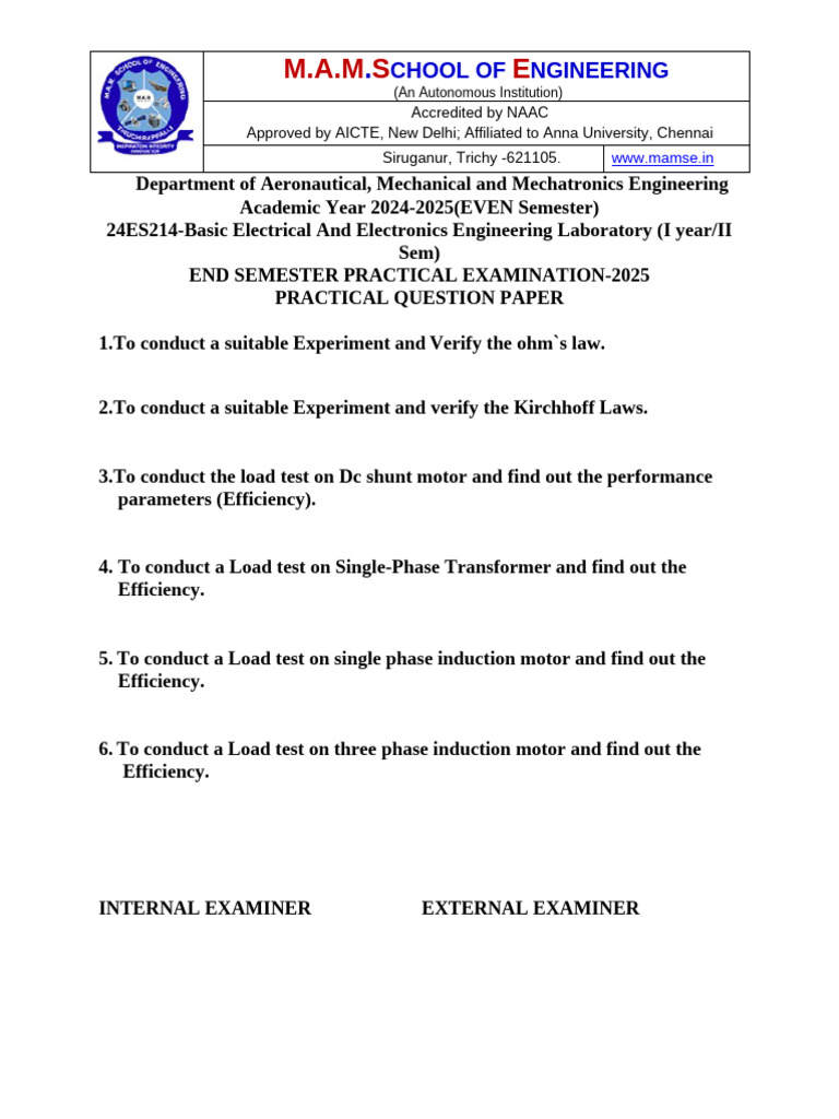 Beee Lab Question Paper | PDF