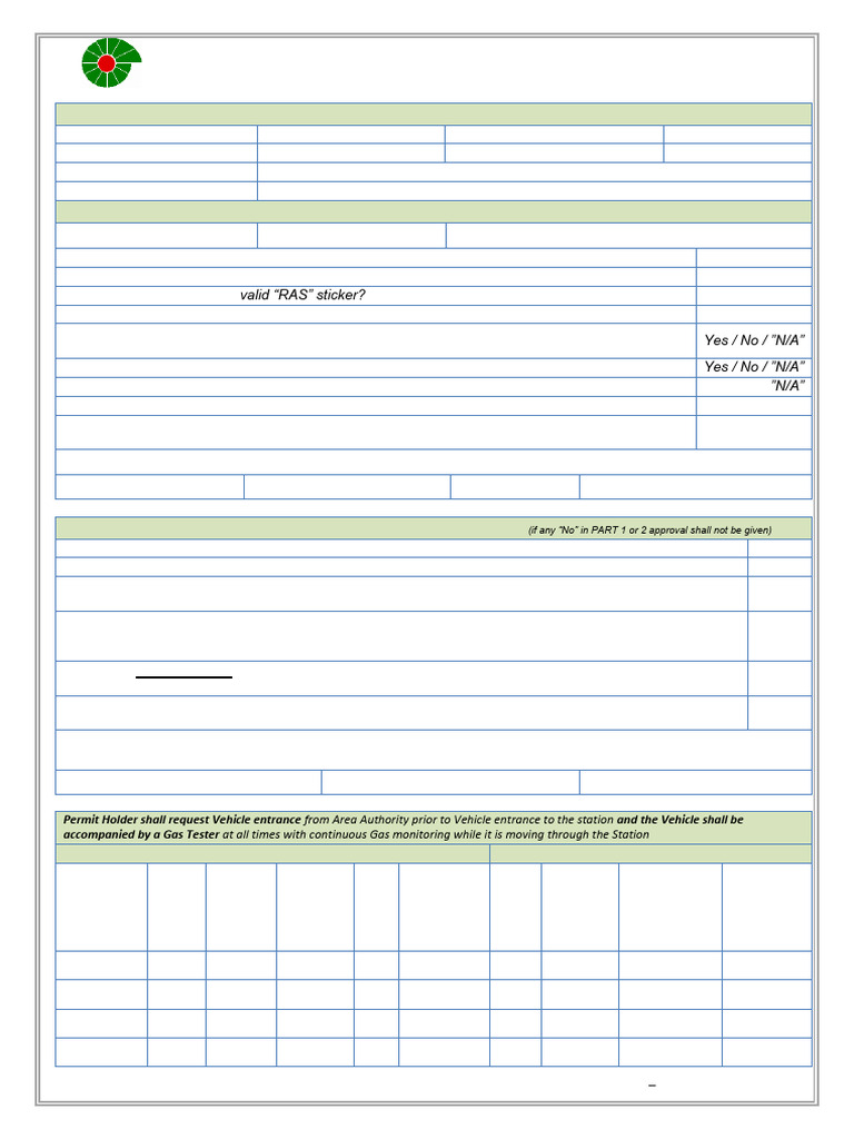 Vehicle Entry Certification Checklist | PDF