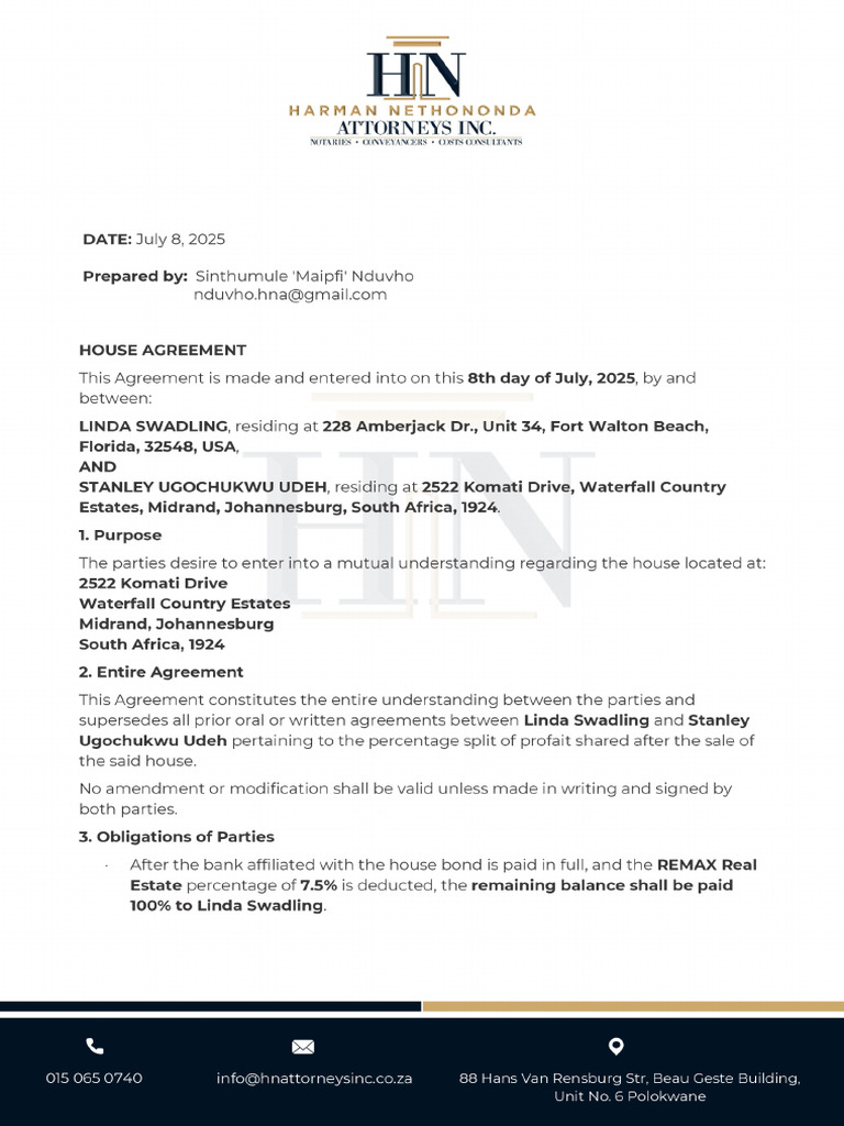 Harma House Agreement | PDF
