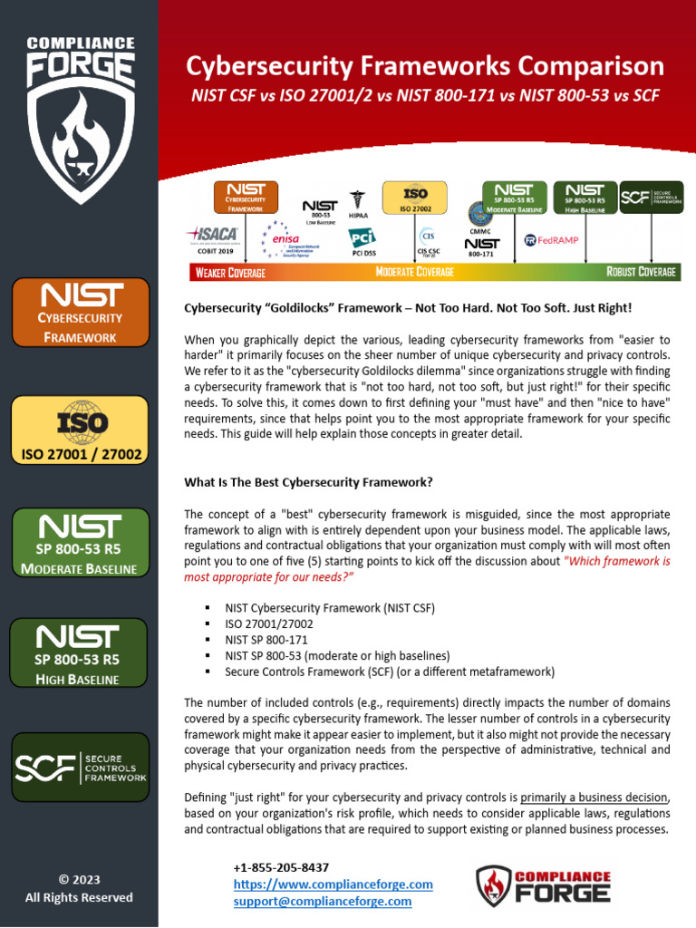 Cybersecurity Frameworks Comparison | PDF