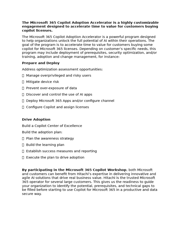 The Microsoft 365 Copilot Adoption Accelerator Is A Highly Customizable Engagement Designed To ...