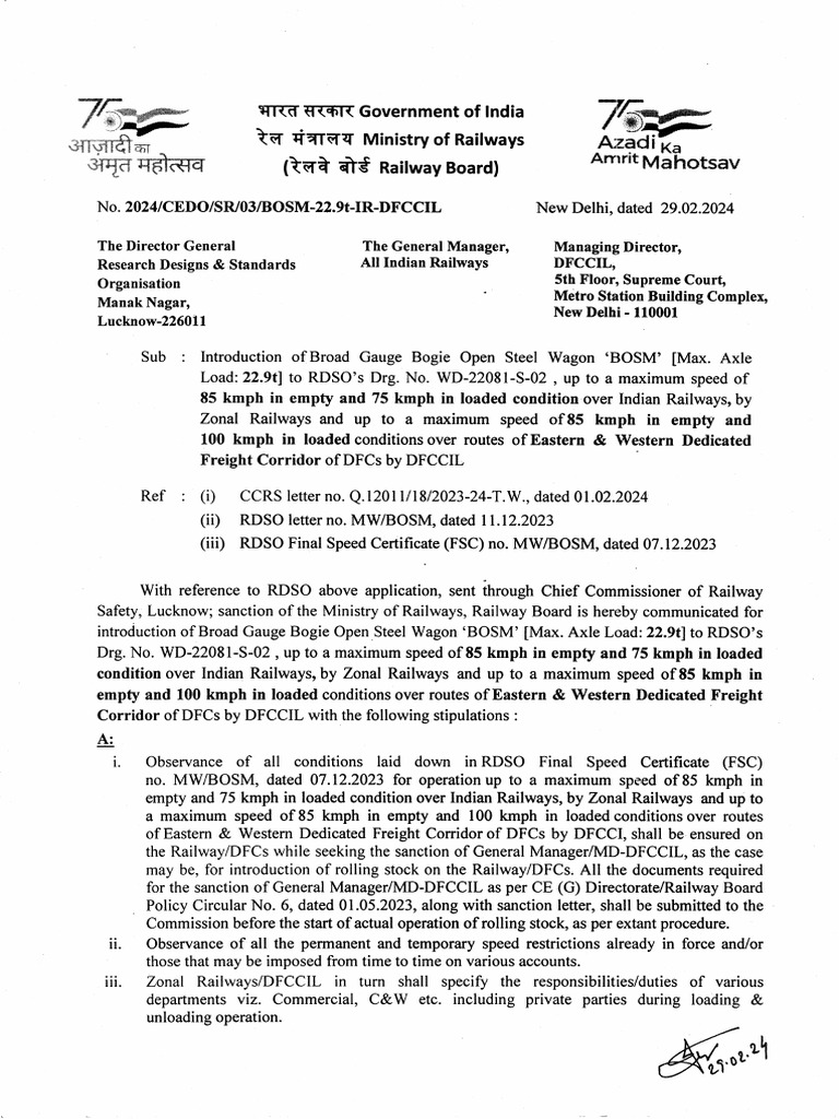 2024icedosr03bosm 22 9t Ir Dfccil | PDF | Rail Transport