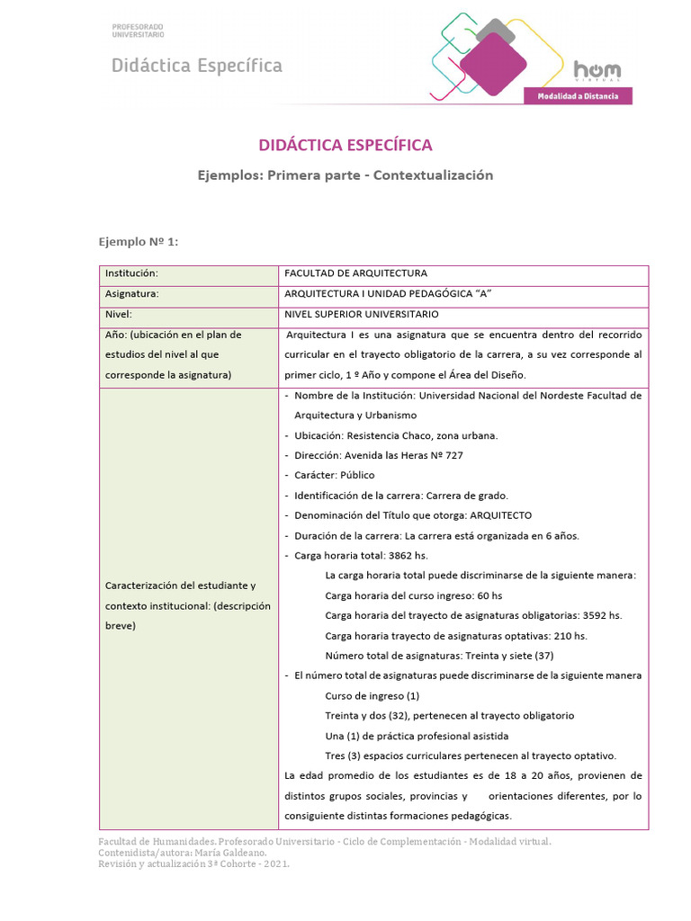 PU-Didáctica Específica - Ejemplos Contextualización | PDF | Socialización | Diseño