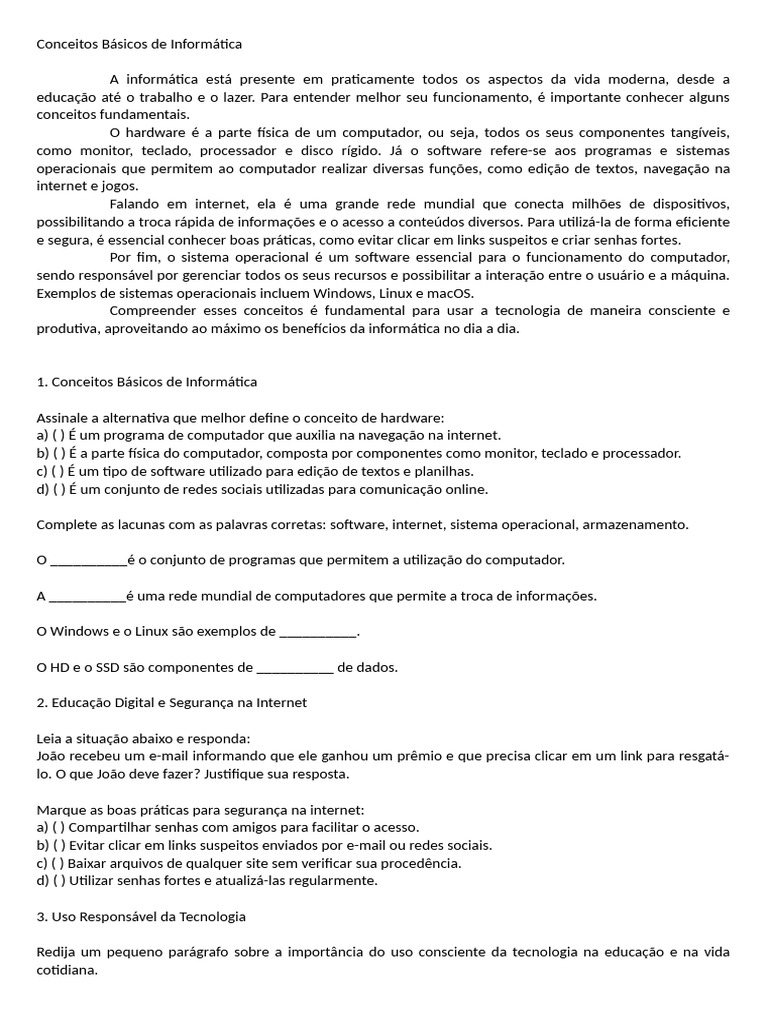 Conceitos Básicos de Informática | PDF | Internet | Sistema operacional
