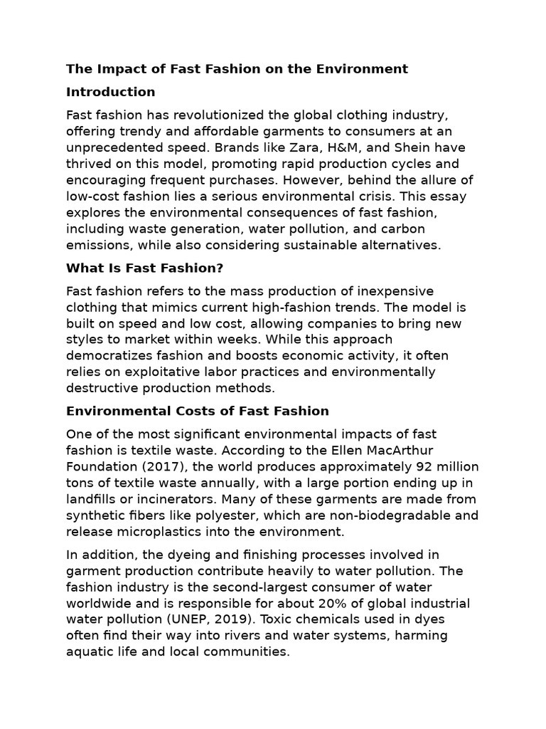 Fast Fashion's Environmental Impact | PDF | Natural Environment ...