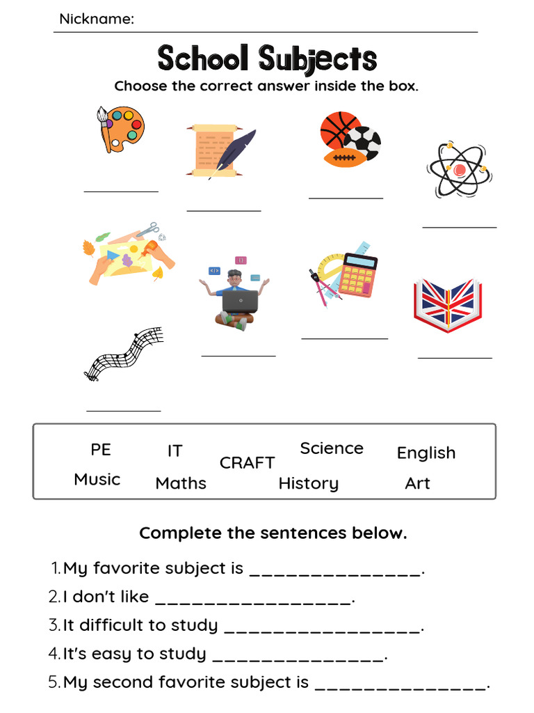 Print-Friendly School Subjects | PDF