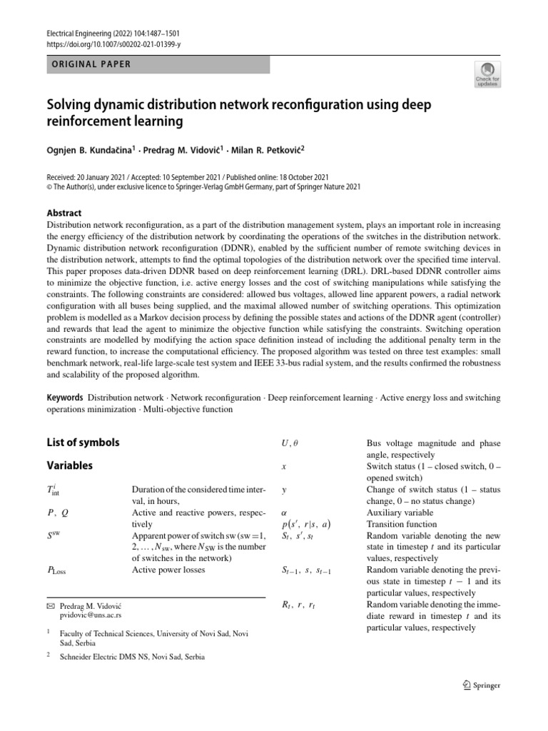 Solving Dynamic Network Reconfiguration Using Deep Reinforcement ...
