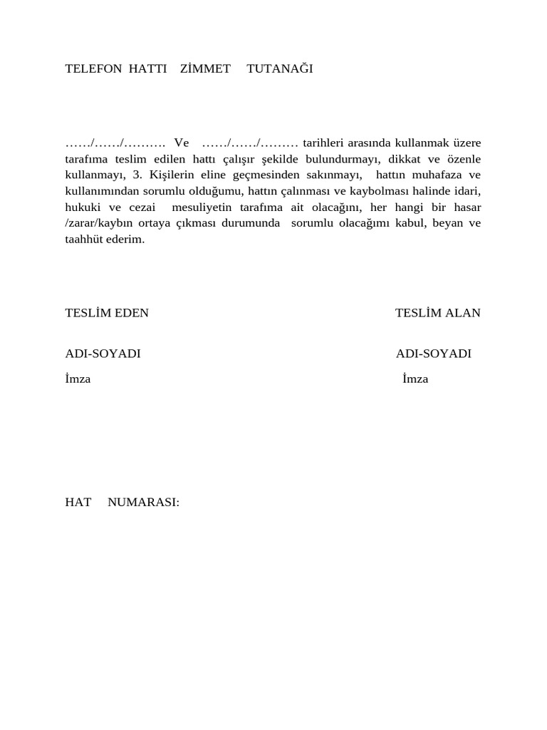 Telefon Zimmet Tutanağı | PDF