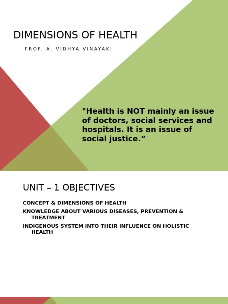 Understanding Health Dimensions and Concepts | PDF | Malnutrition ...