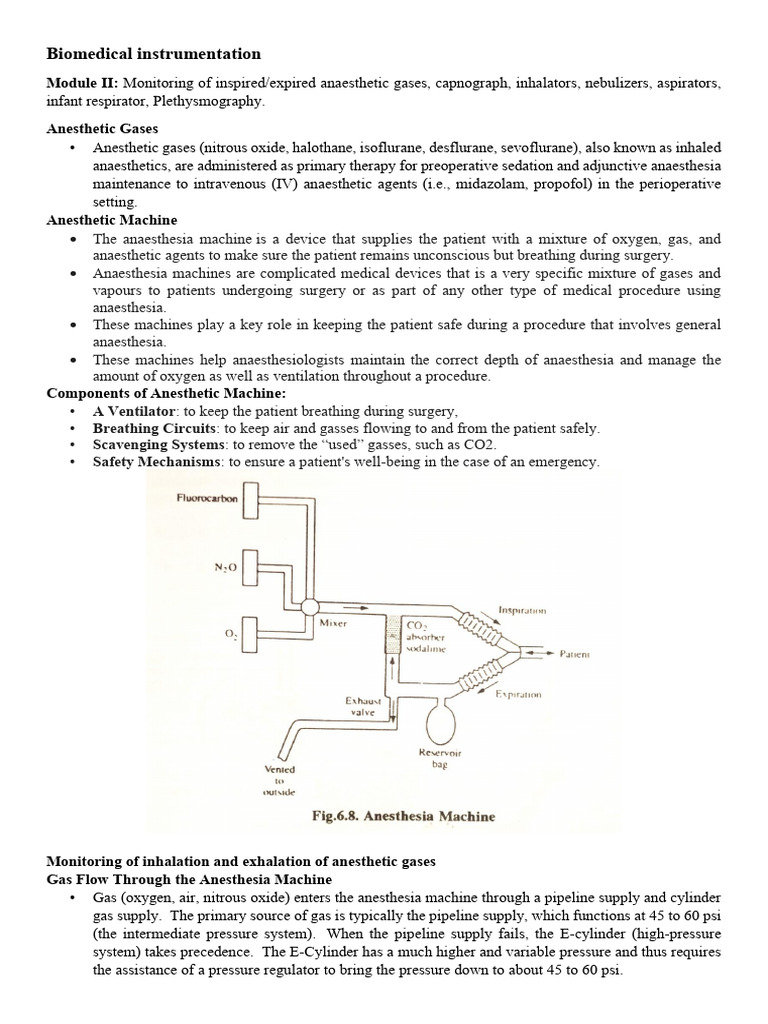 Unit 2 - Biomedical Instrumentation | PDF | Anesthesia | Respiratory ...