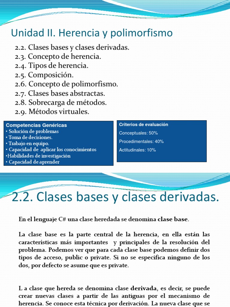 Unidad II - Herencia y Polimorfismo | PDF | Herencia (Programación ...