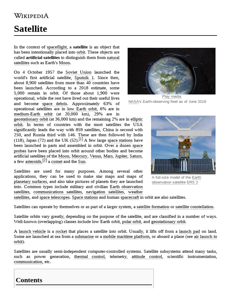 Introduction To Satellite | PDF | Satellite | Orbit