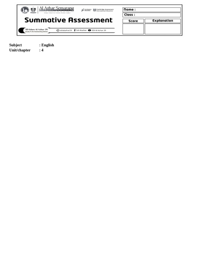 Summative Test CH 4 Grade 4 | PDF