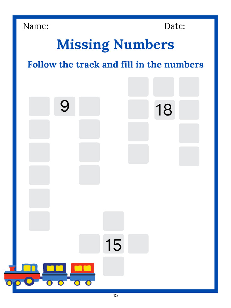 Blue Missing Numbers Math Worksheet | PDF | Sphere | Shape