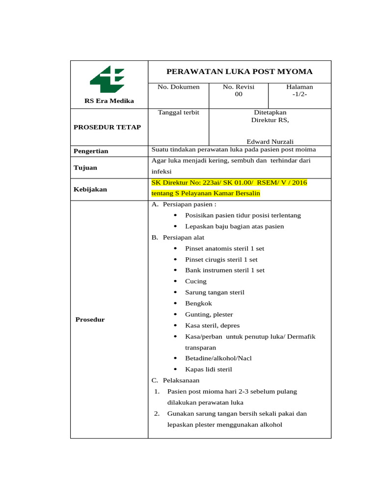 51.perawatan Luka Post Op Myoma | PDF