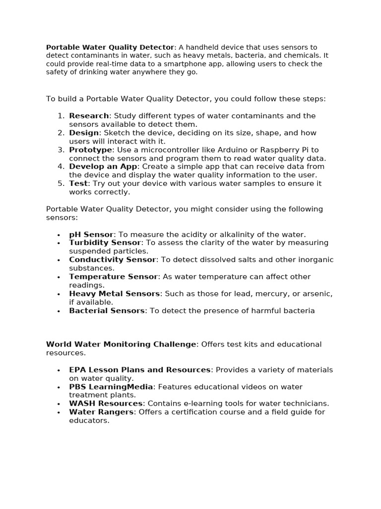 Portable Water Quality Detector Guide | PDF