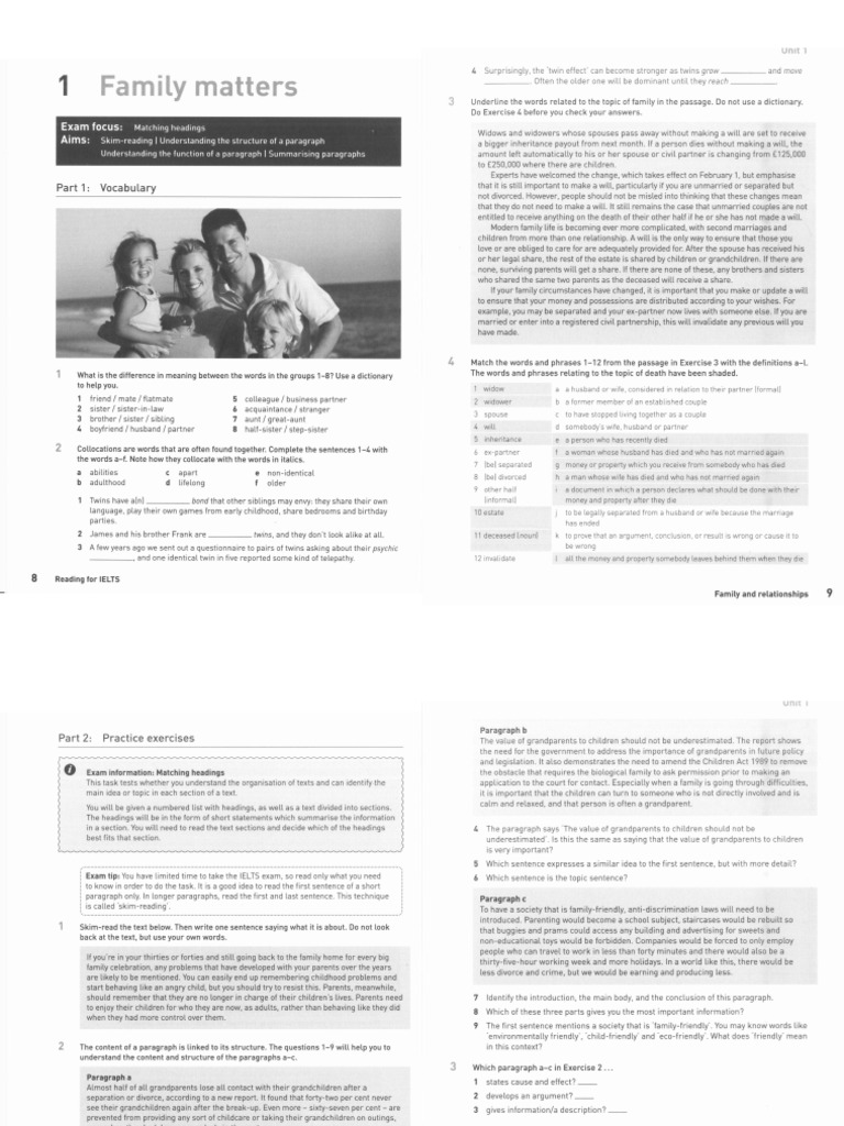 Reading - For - IELTS - Unit 1 Family Matter | PDF