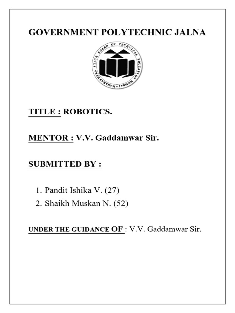 Robotics Microproject Final | PDF | Robot | Robotics
