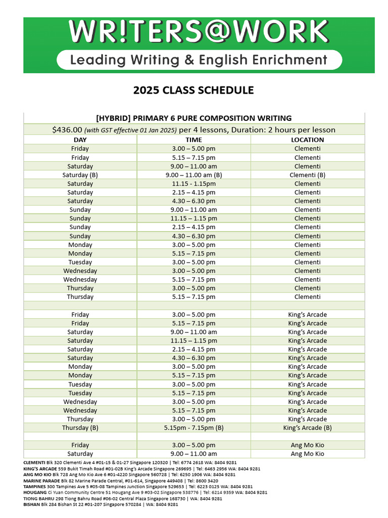 2025 Schedule - P6 - Updated 16 June 2025 | PDF