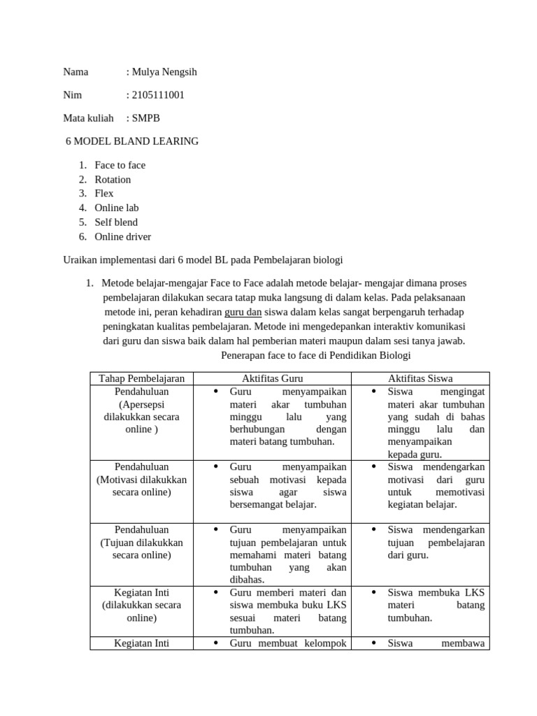 Implementasi 6 Model BL dalam Biologi | PDF