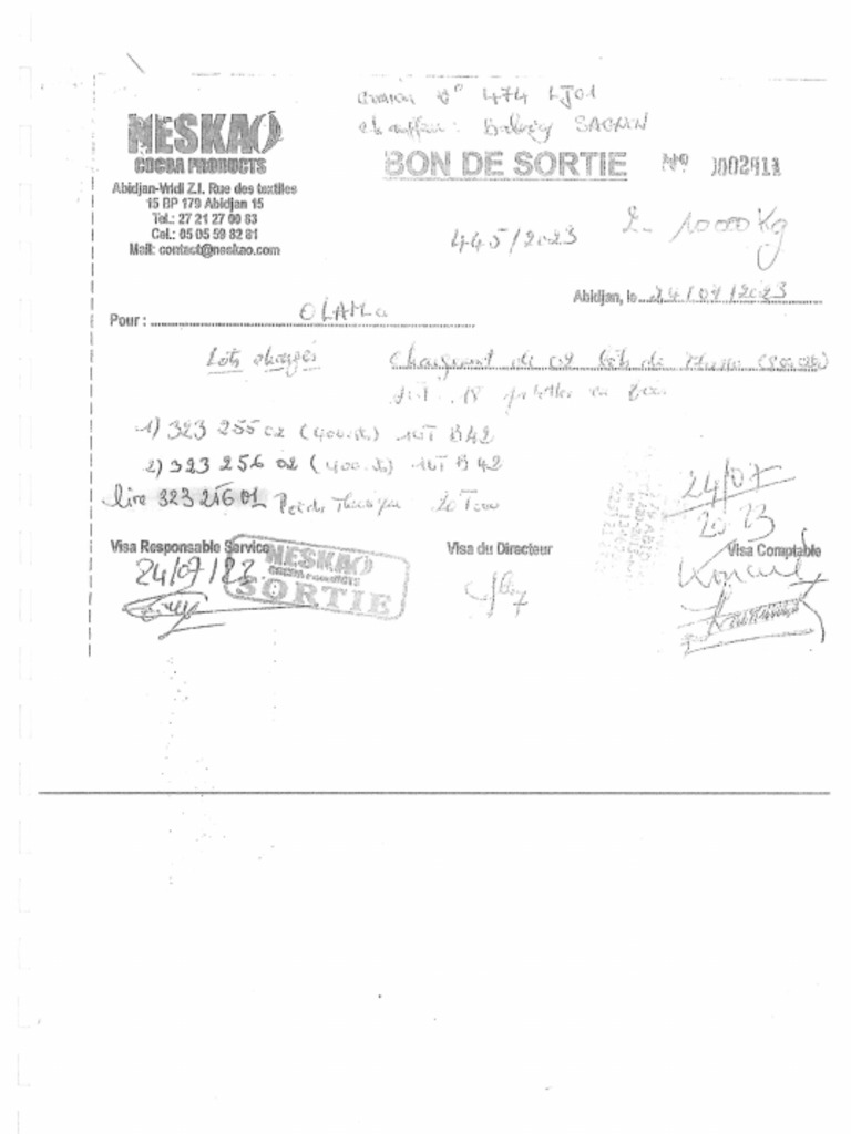 Bon de Sortie 2021 - 2023 | PDF