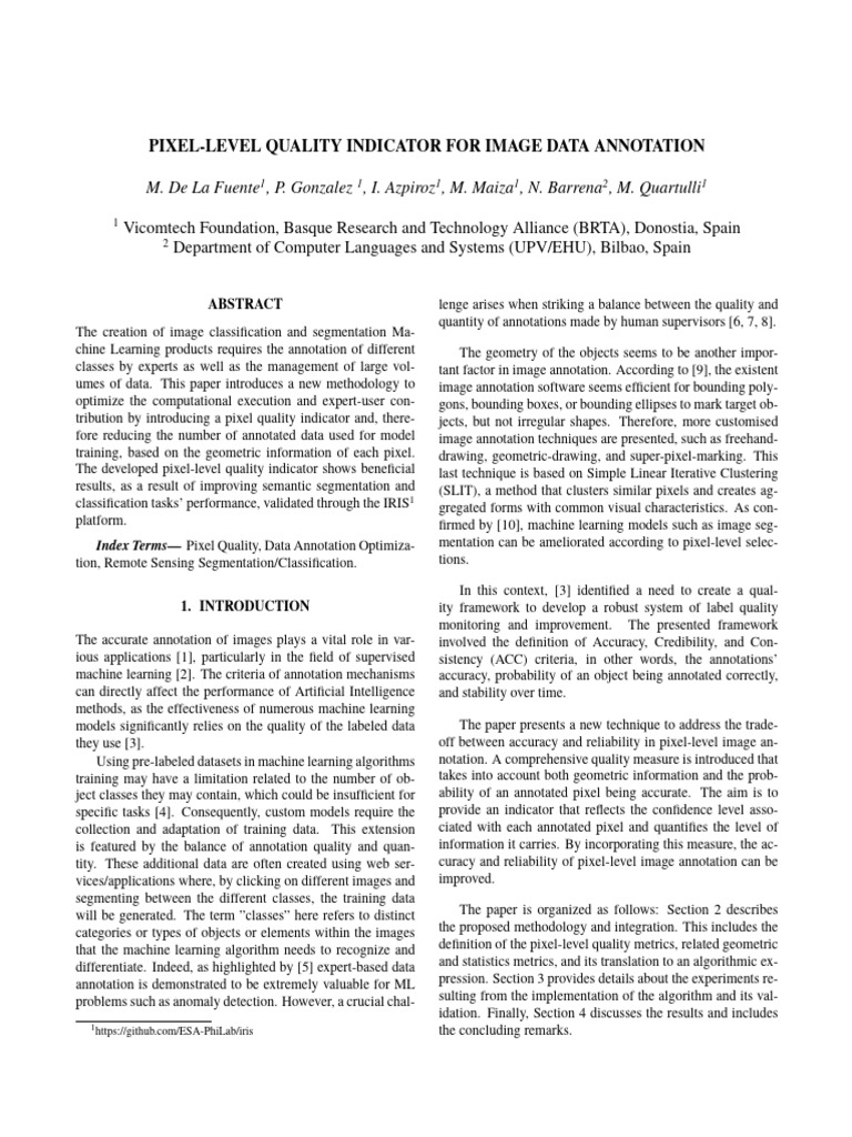 Pixel-Level Quality Indicator For Image Data Annotation | PDF | Image ...