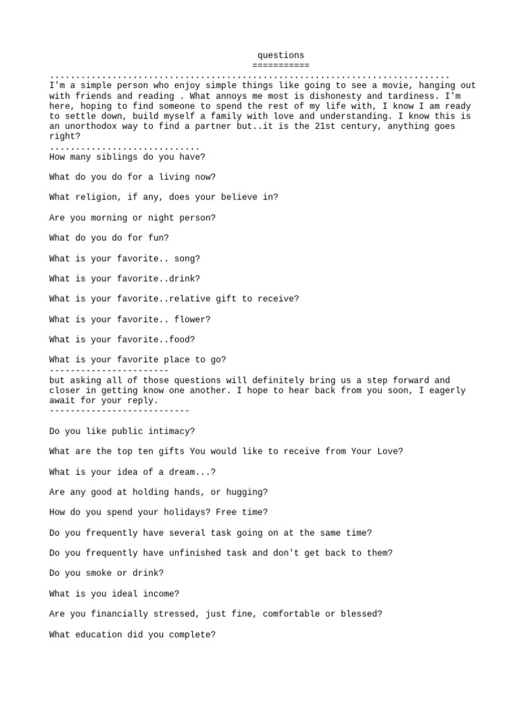 Questions 2 Ask | PDF