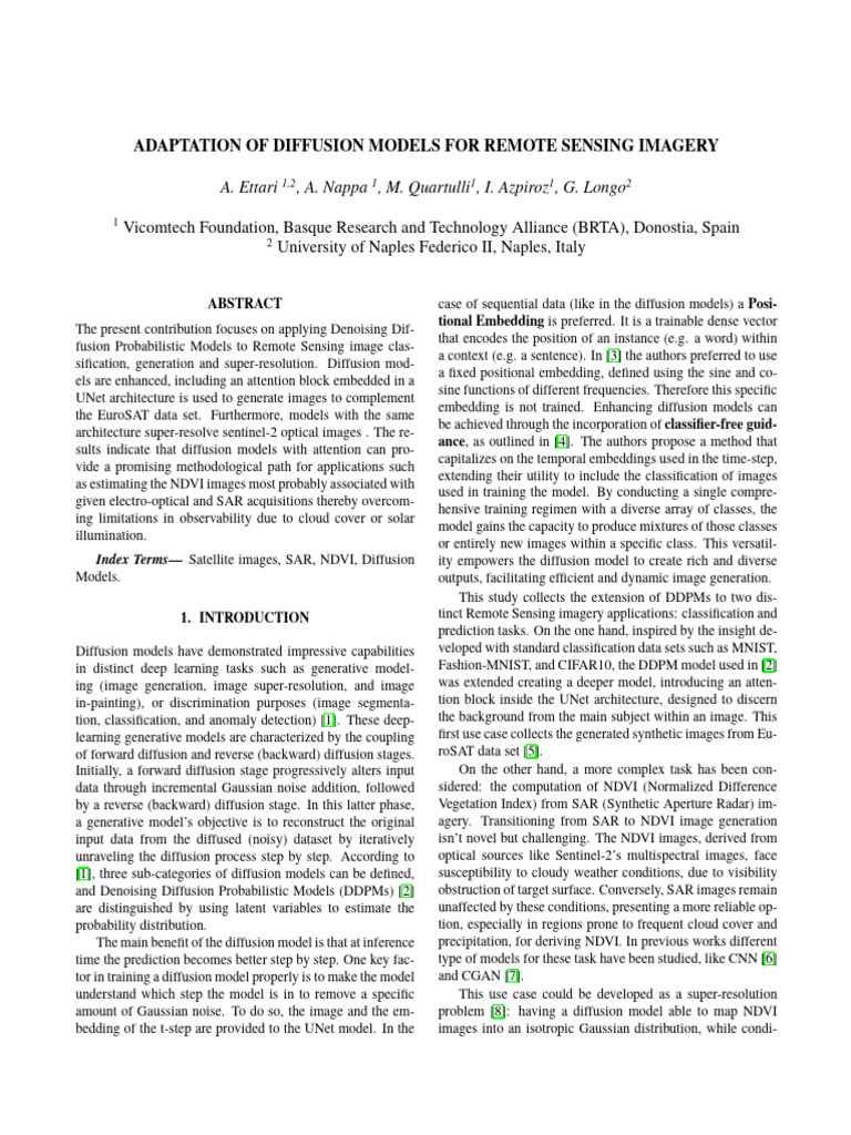 Adaptation of Diffusion Models For Remote Sensing Imagery | PDF | Imaging | Applied Mathematics