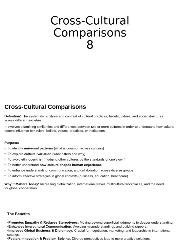 Cross-Cultural Comparison Insights | PDF | Bias | Psychology