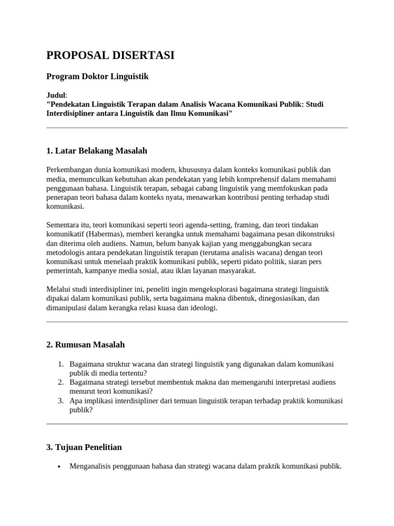 Contoh Proposal Disertasi | PDF
