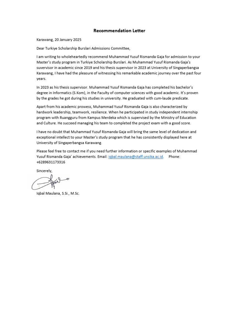 Recomendation Letter | PDF