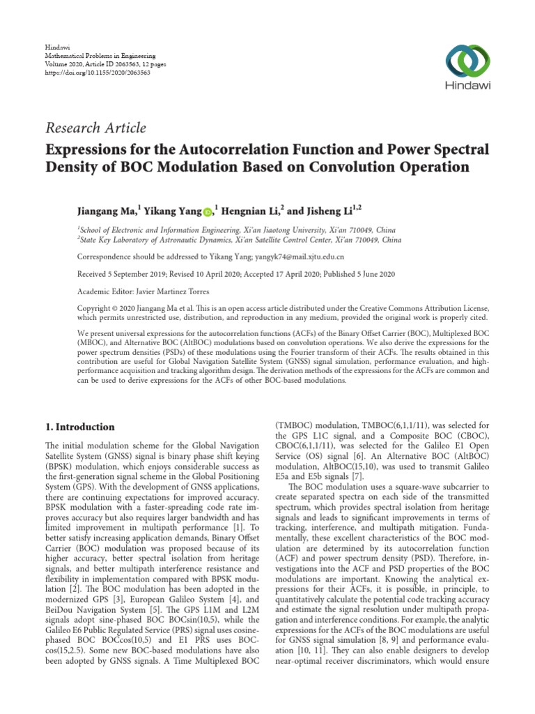 BOC Modulation ACF and PSD Expressions | PDF | Spectral Density ...