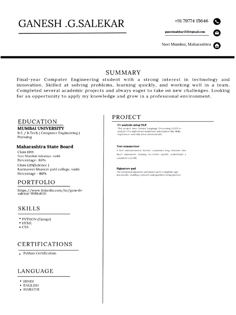 Ganesh Resume 1 | PDF